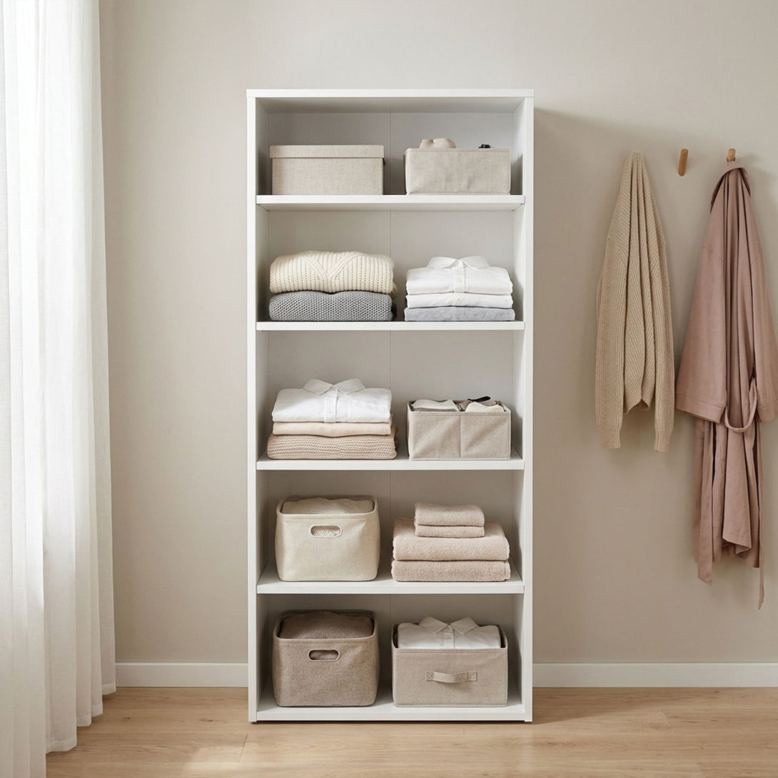PAYETTE 5 Shelf Wardrobe - WHITE | Smart Storage Solution – Treasurebox