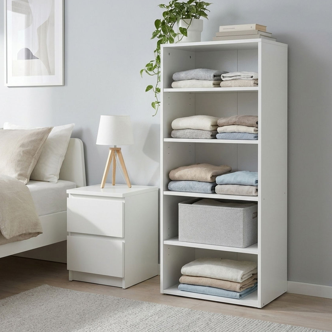 PAYETTE 5 Shelf Wardrobe - WHITE | Smart Storage Solution – Treasurebox