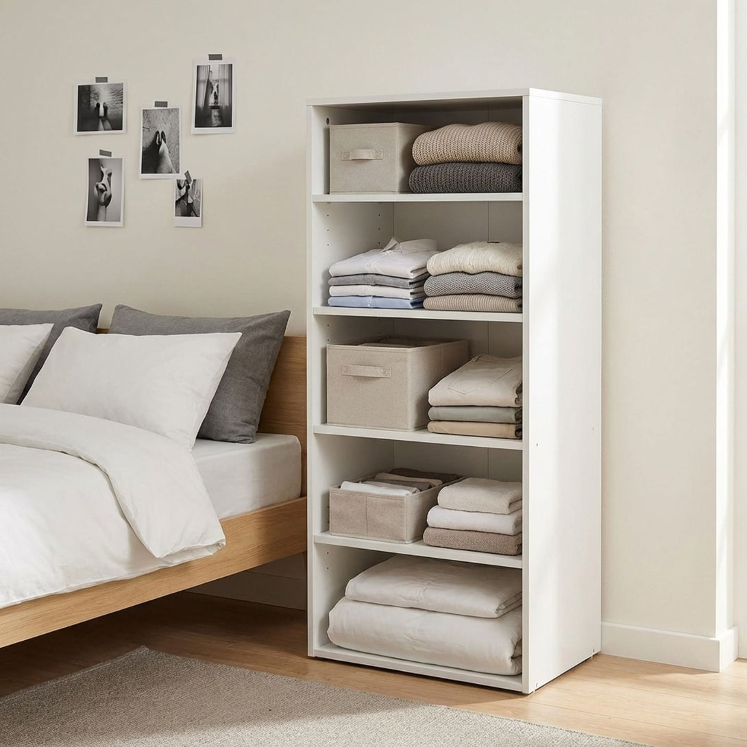 PAYETTE 5 Shelf Wardrobe - WHITE | Smart Storage Solution – Treasurebox