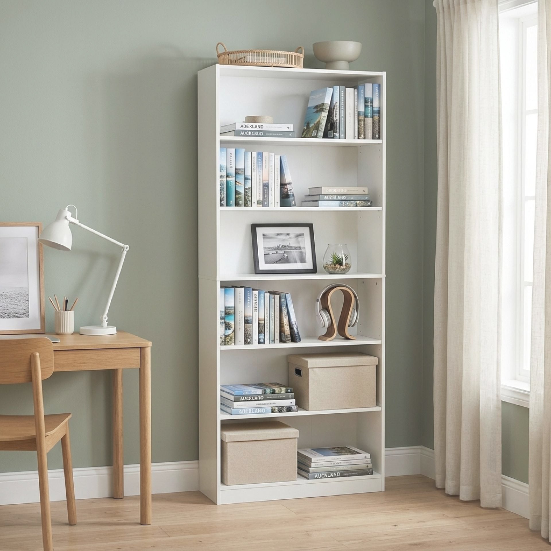 Nivo 6 Tier Bookshelf Display Shelf - White – Treasurebox