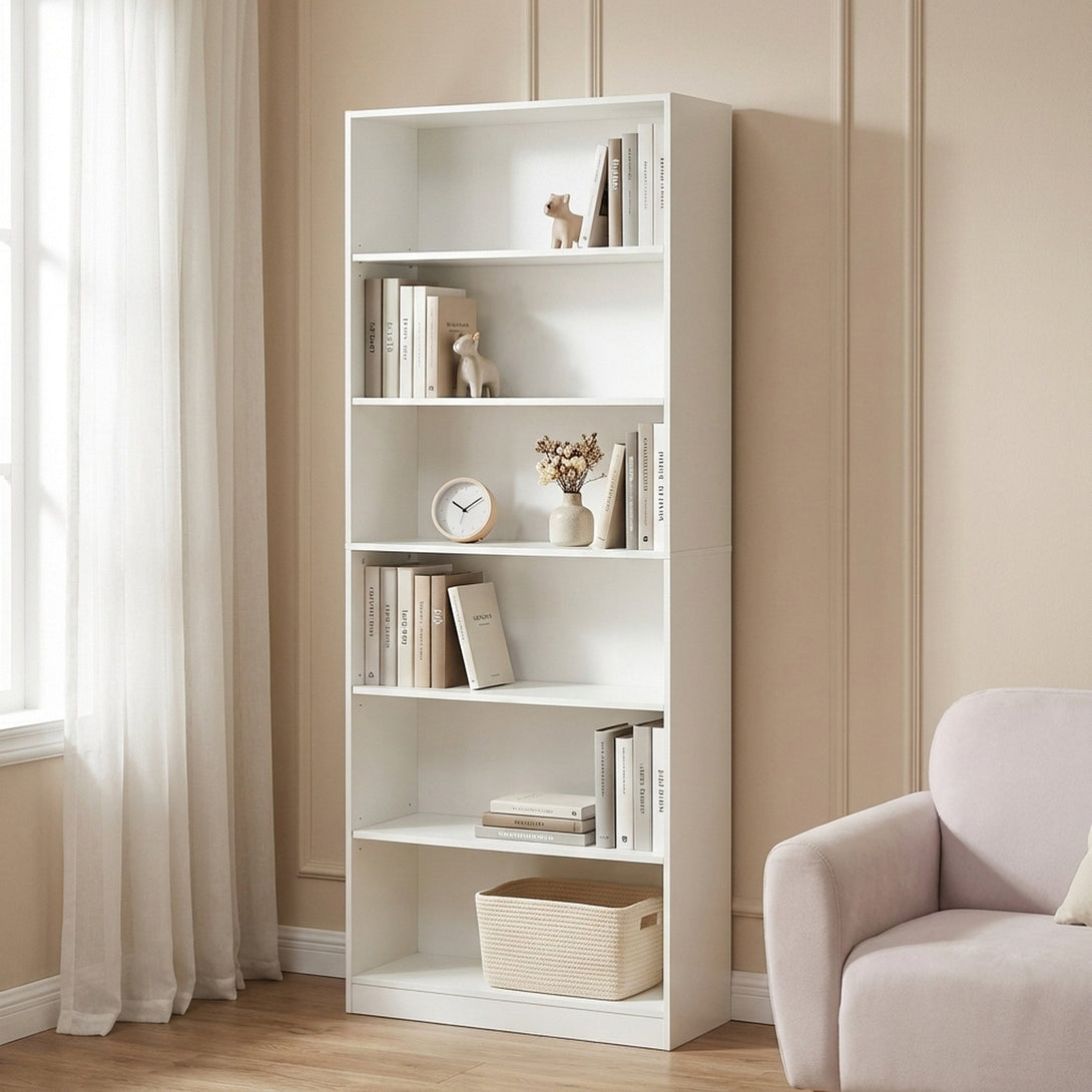Nivo 6 Tier Bookshelf Display Shelf - White – Treasurebox