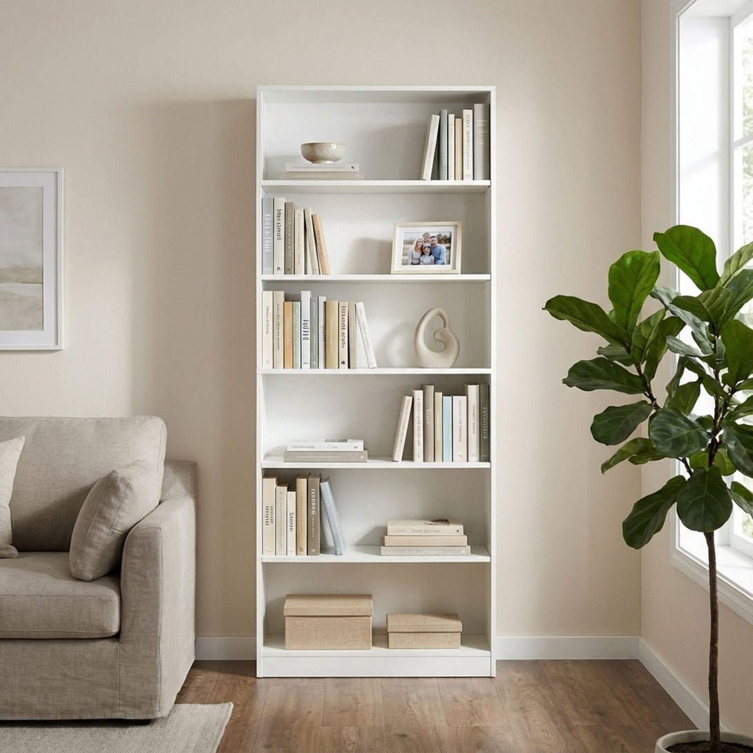 Nivo 6 Tier Bookshelf Display Shelf - White – Treasurebox
