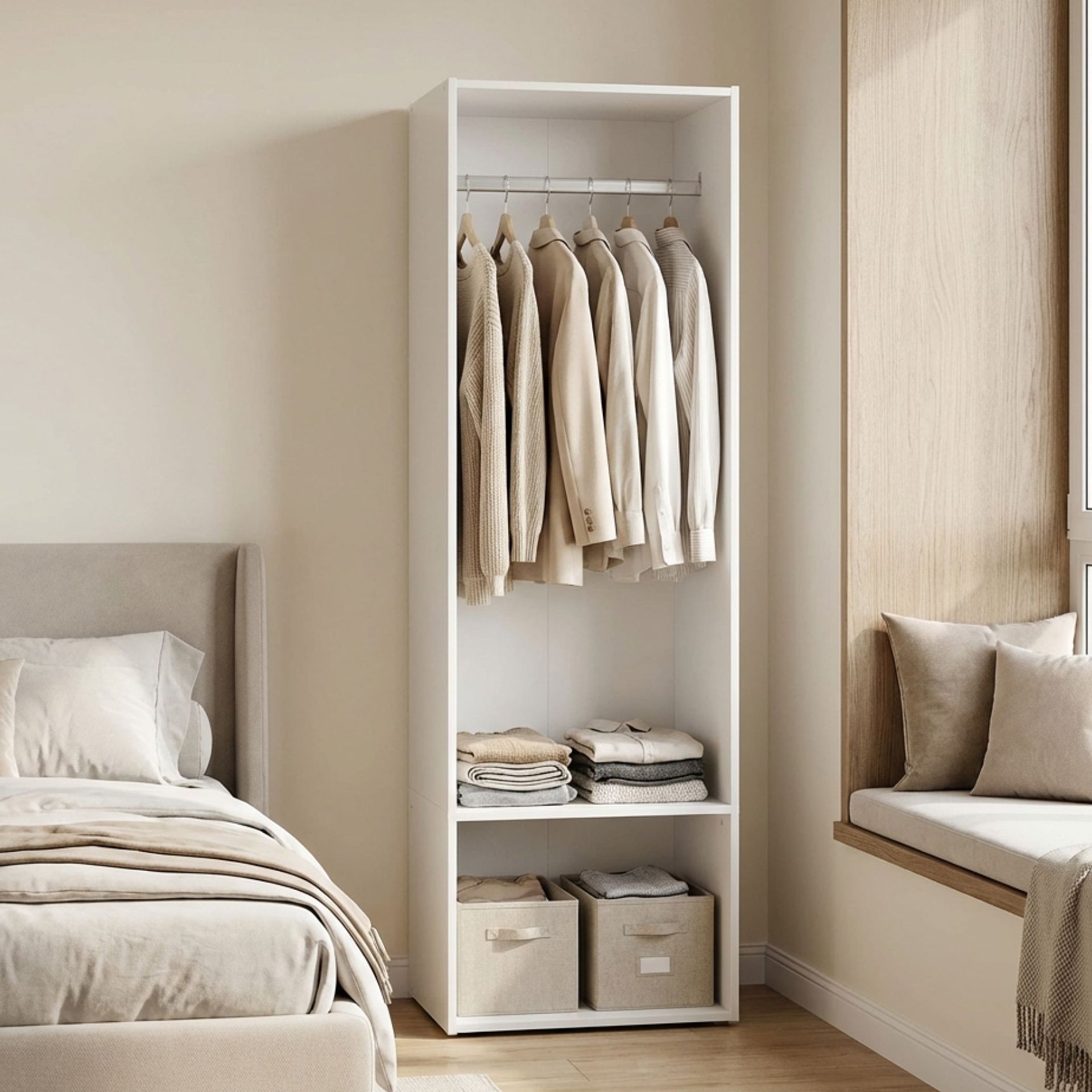 PAYETTE Open Wardrobe - WHITE | Minimalist Storage – Treasurebox