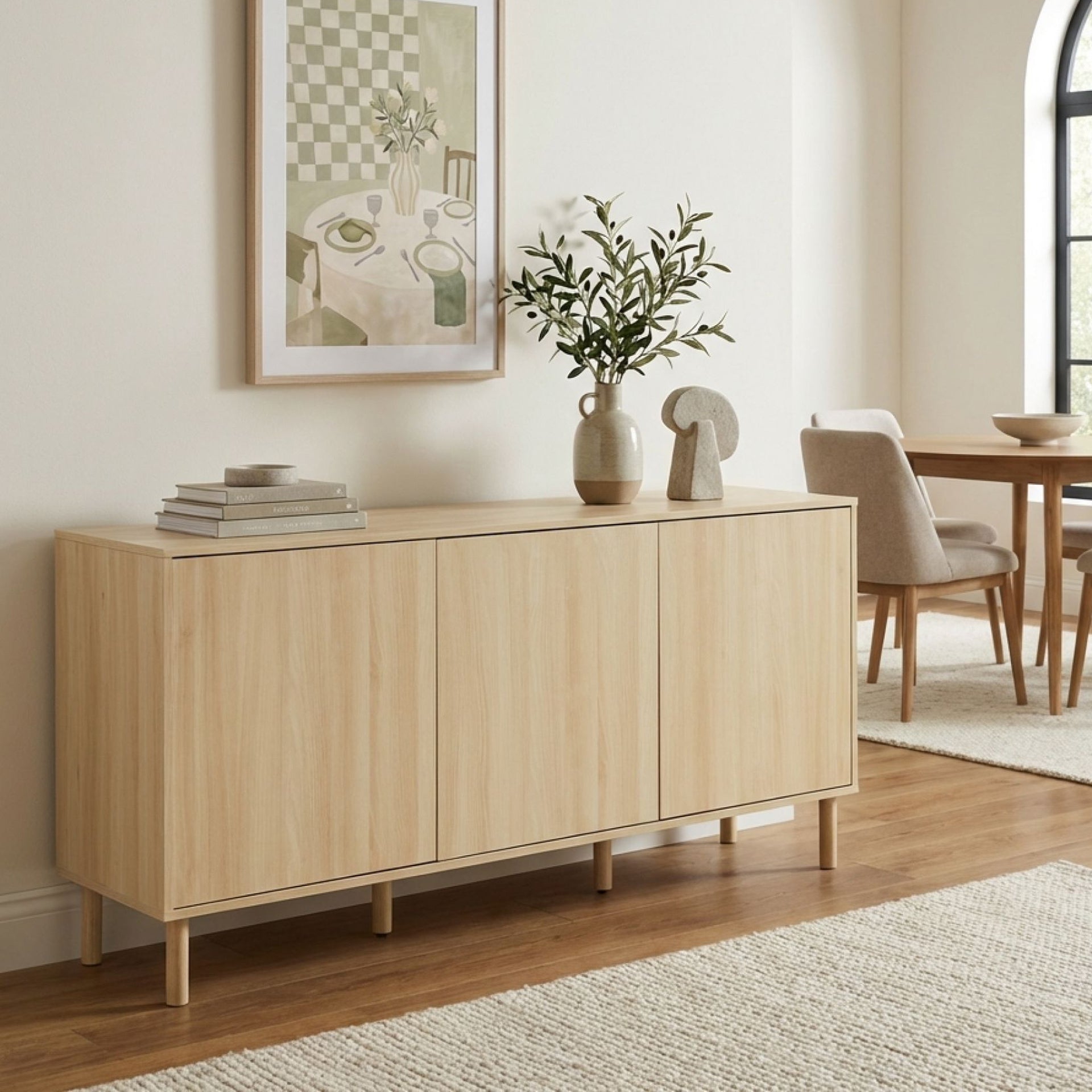 Custer Sideboard Buffet Table - Oak for Contemporary Decor – Treasurebox