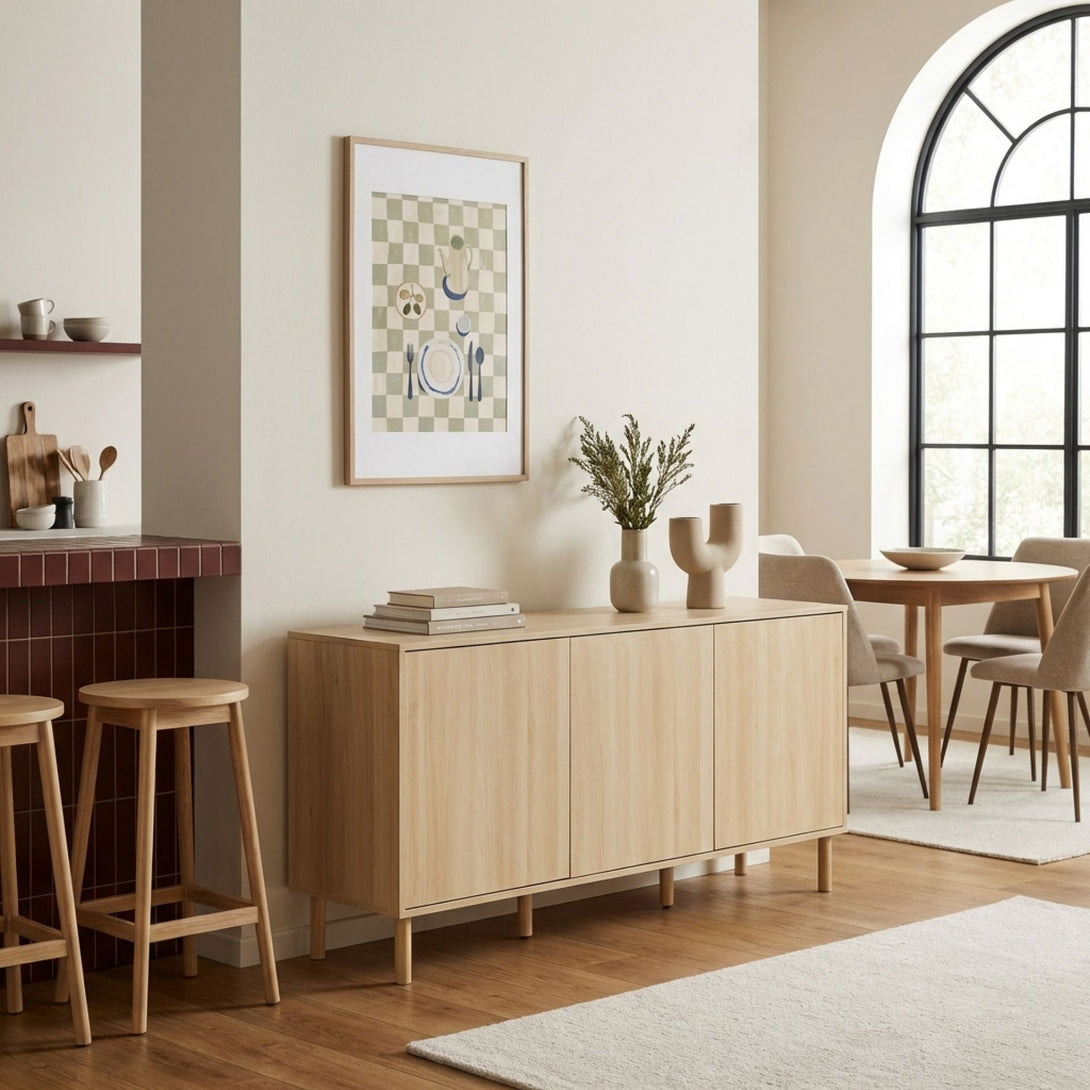 Custer Sideboard Buffet Table - Oak for Contemporary Decor – Treasurebox