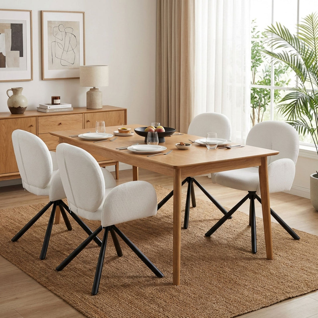 Avery Swivel Fabric Dining Chair - Set of 2 - White – Treasurebox