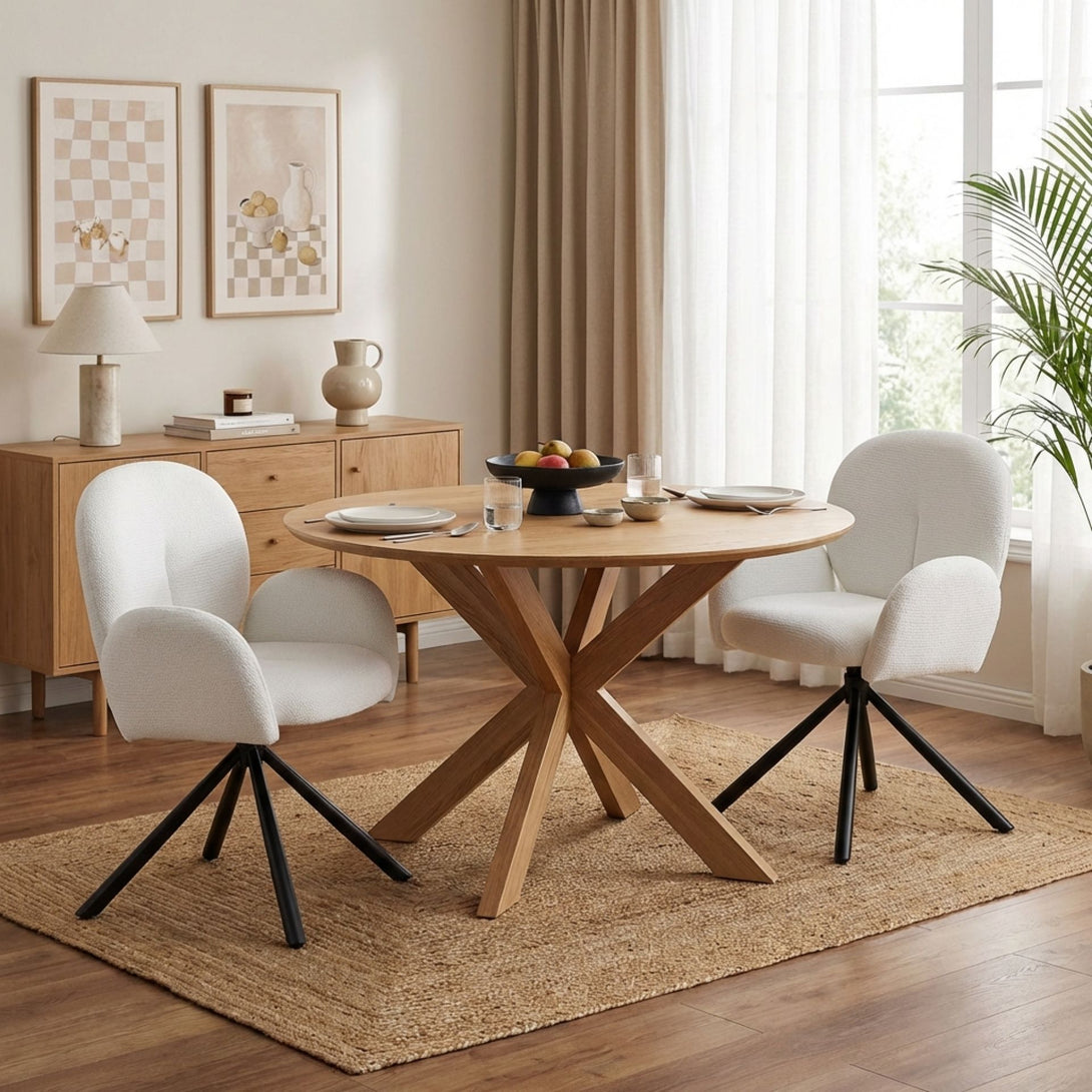 Avery Swivel Fabric Dining Chair - Set of 2 - White – Treasurebox