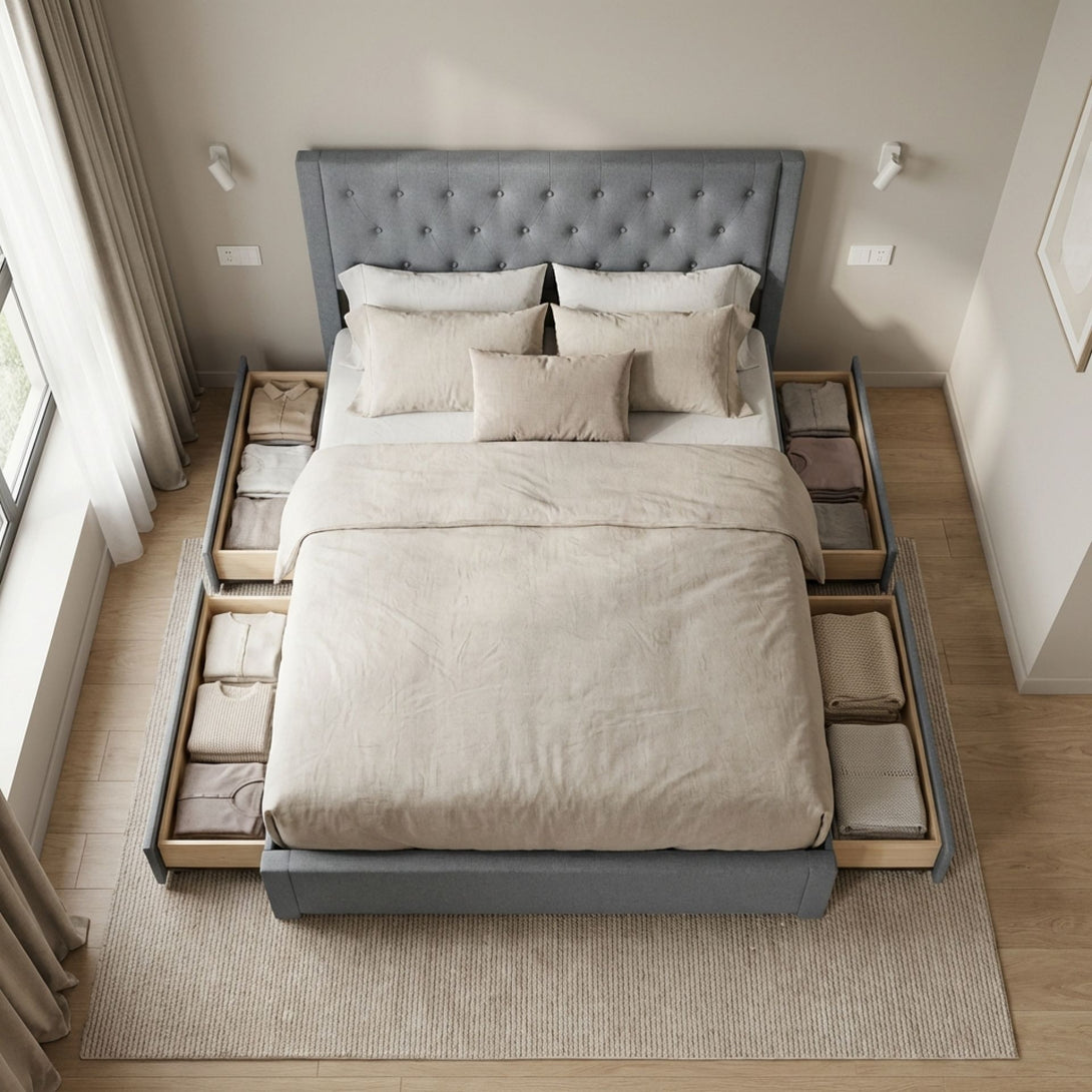 Thornton Super King Fabric Bed Frame - Light Grey – Treasurebox