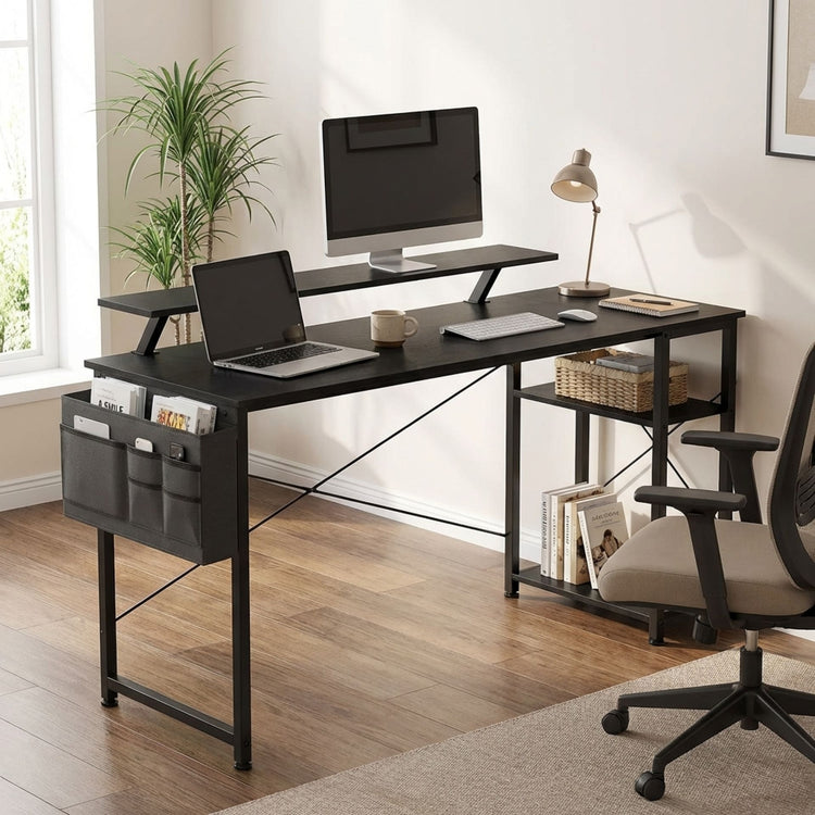 Logan 160cm Computer Desk with Storage Bag - Black – Treasurebox