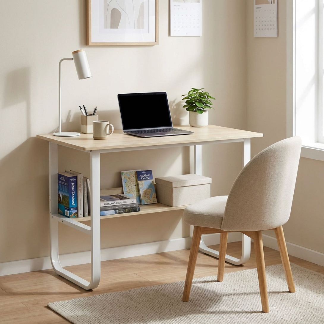 Andrea 100cm Computer Desk - Minimalist White Design – Treasurebox