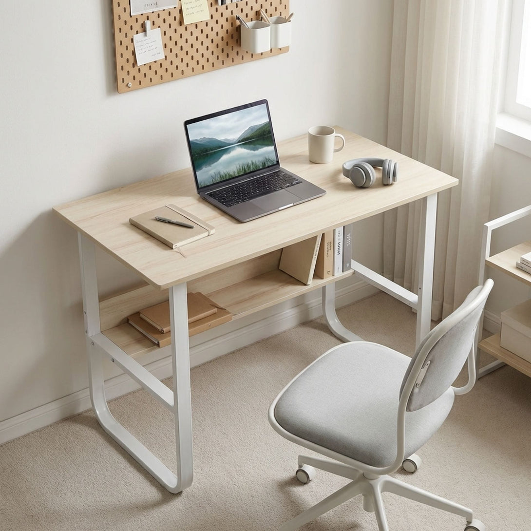 Andrea 100cm Computer Desk - Minimalist White Design – Treasurebox