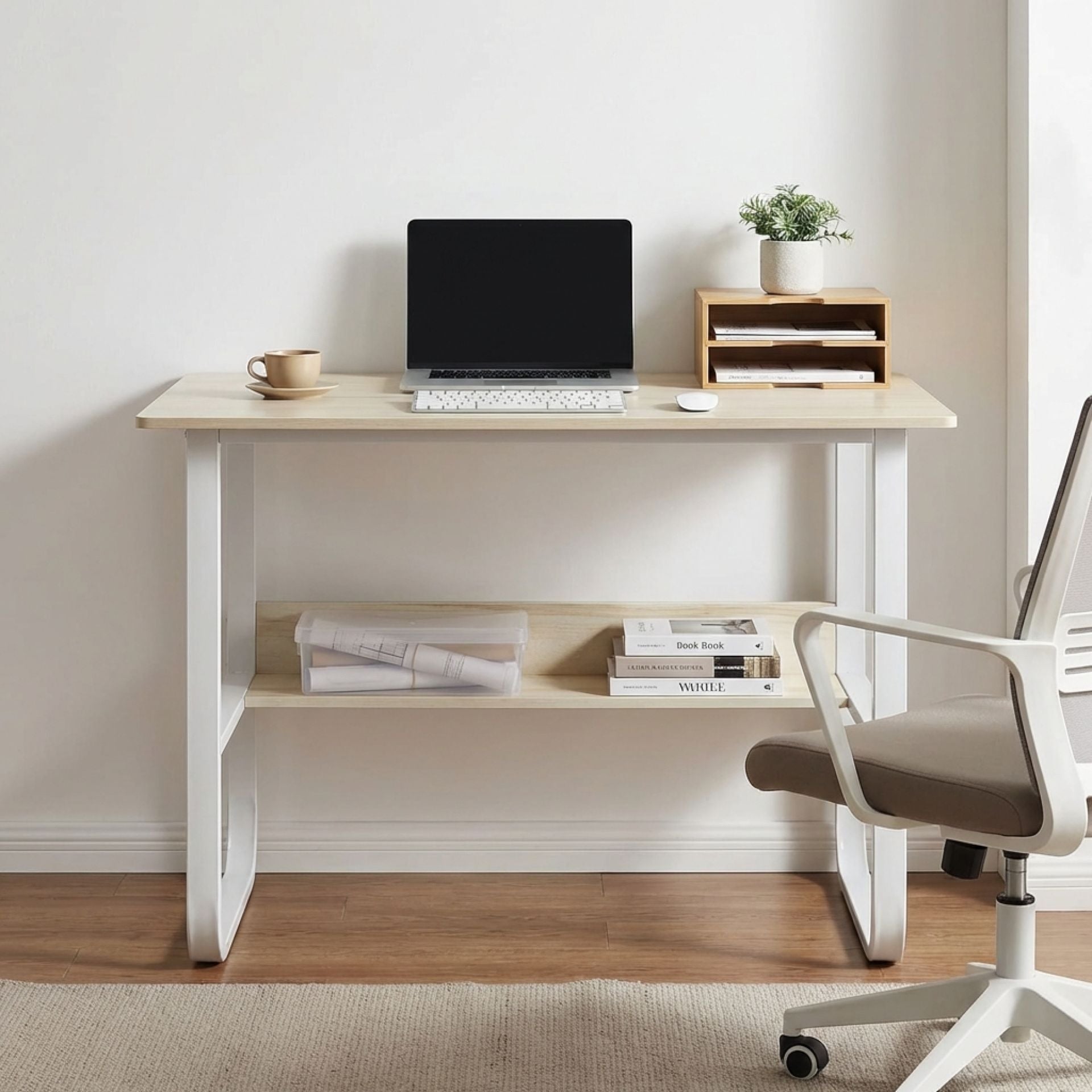 Andrea 100cm Computer Desk - Minimalist White Design – Treasurebox