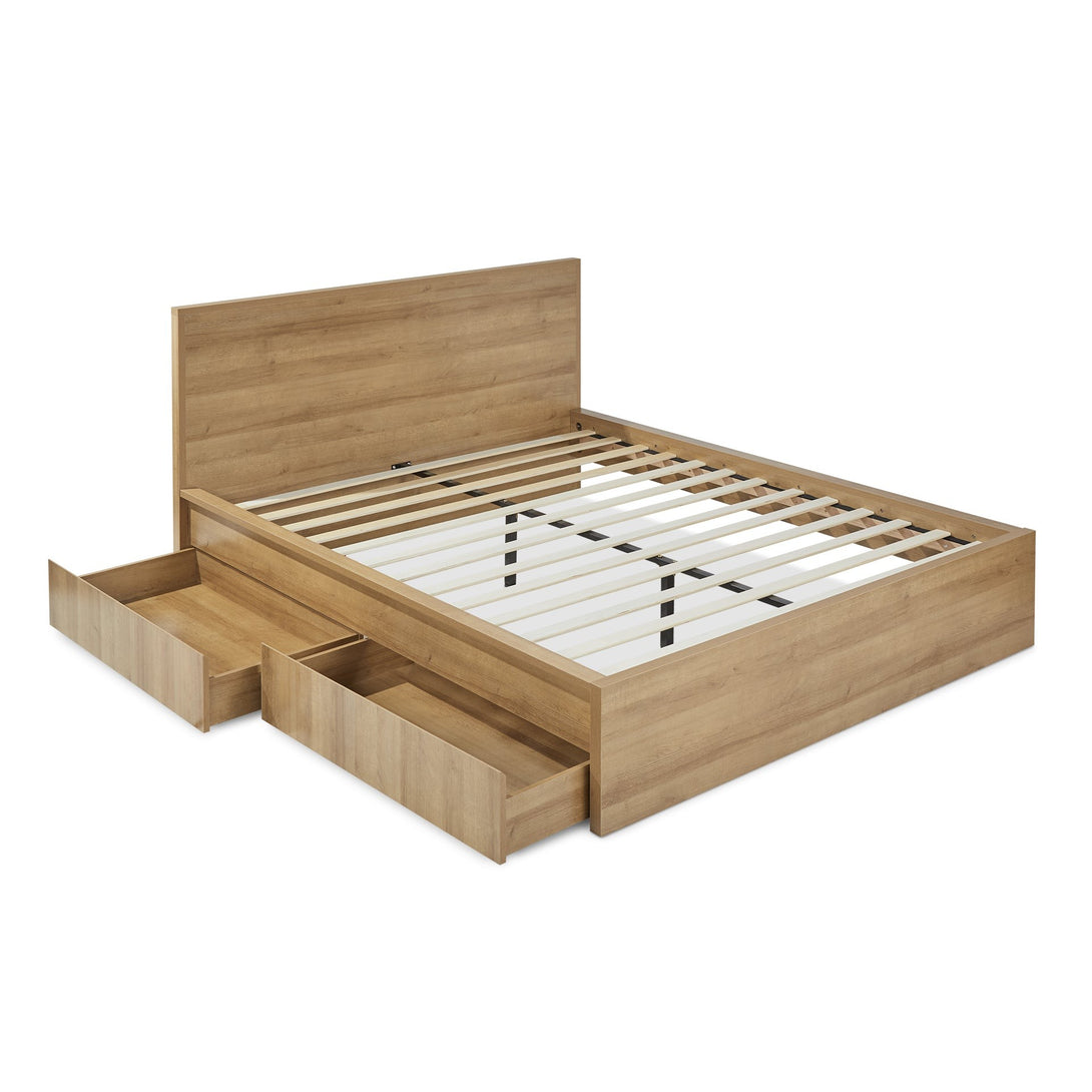 Harris King Bed Frame with Storage - Oak – Treasurebox