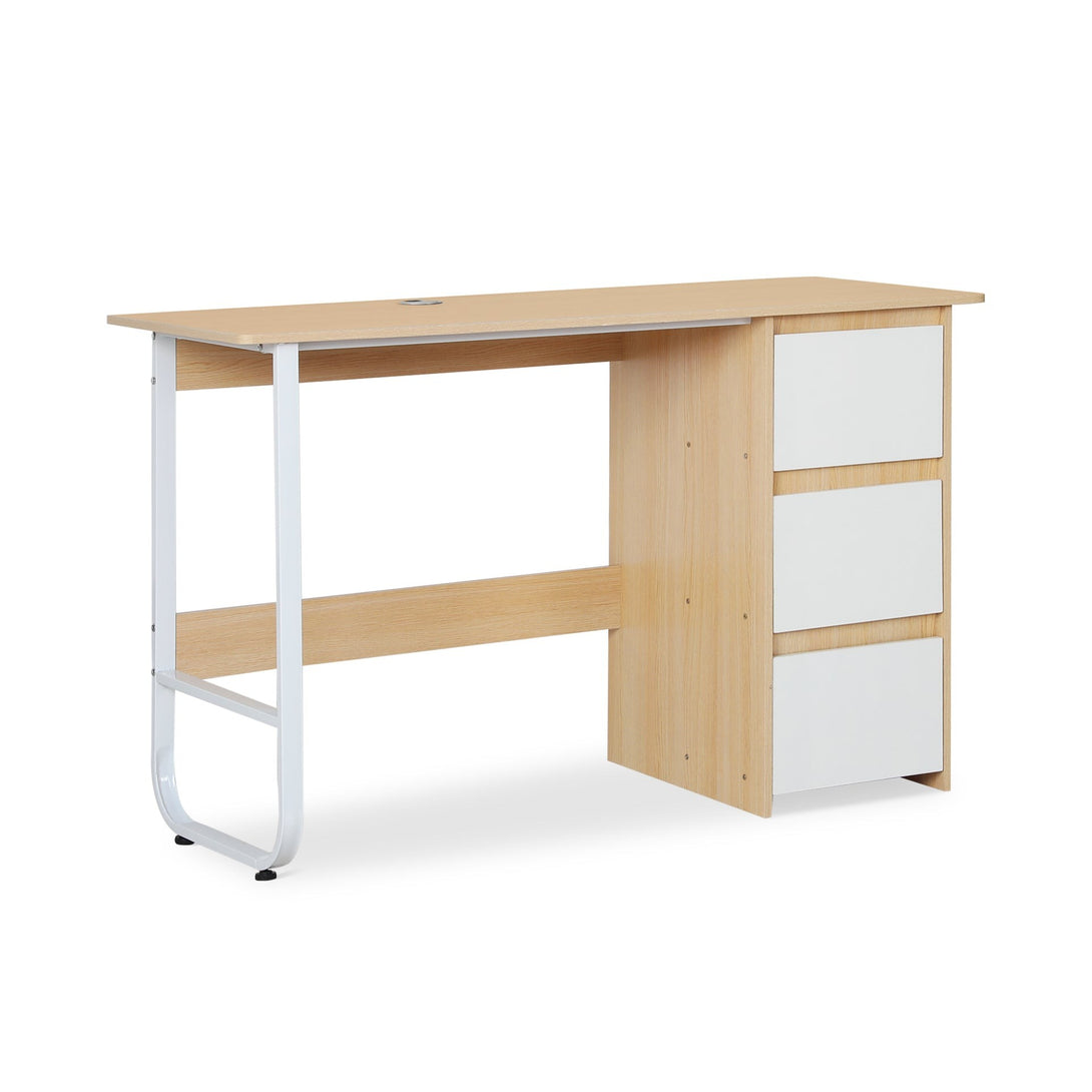 Gavin 120cm Computer Desk with Drawers - Natural + White – Treasurebox