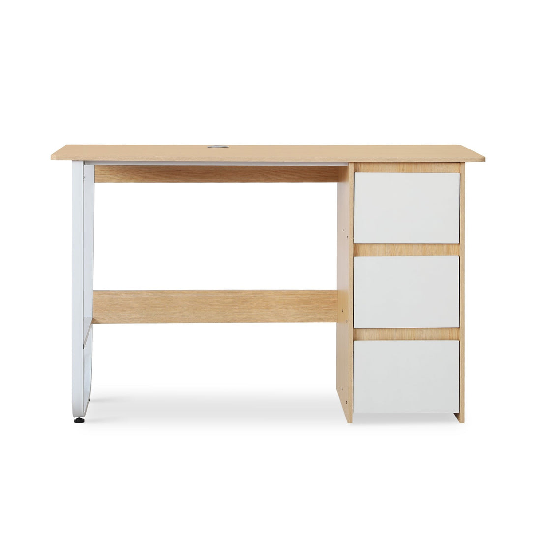 Gavin 120cm Computer Desk with Drawers - Natural + White – Treasurebox