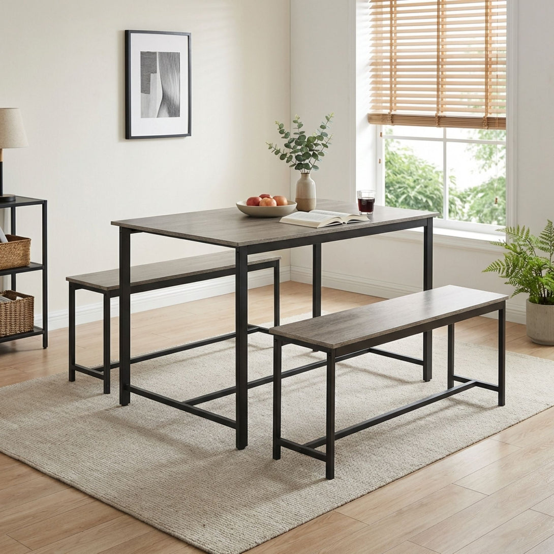 Merren 3 Piece Dining Set - Grey Oak – Treasurebox