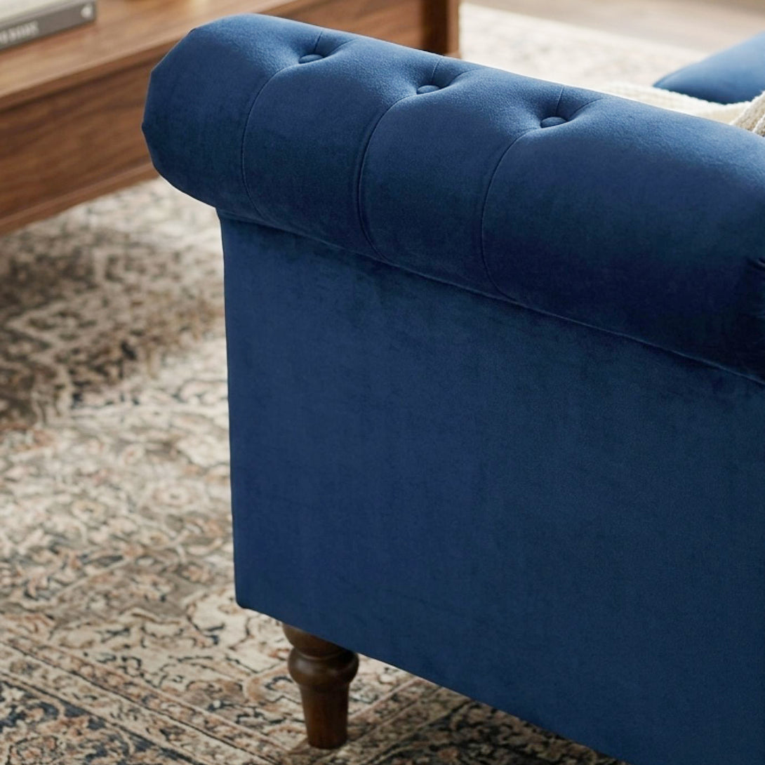 Chesley Velvet 2 Seater Sofa - Navy Blue – Treasurebox