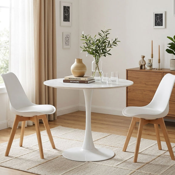 Tulesso Round Dining Table 80x75cm - Snow White – Treasurebox