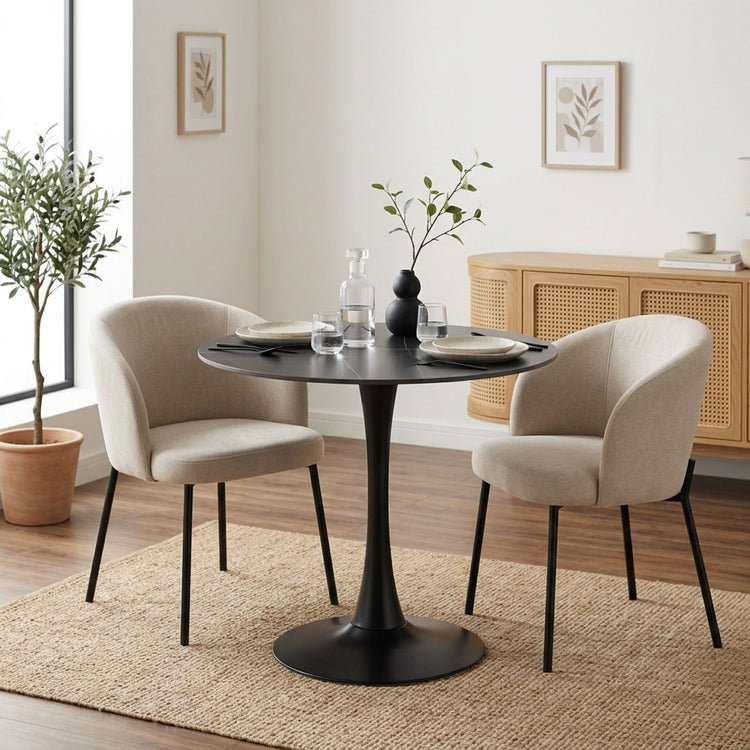 Tulesso Round Dining Table 80x75cm - Golden Black – Treasurebox