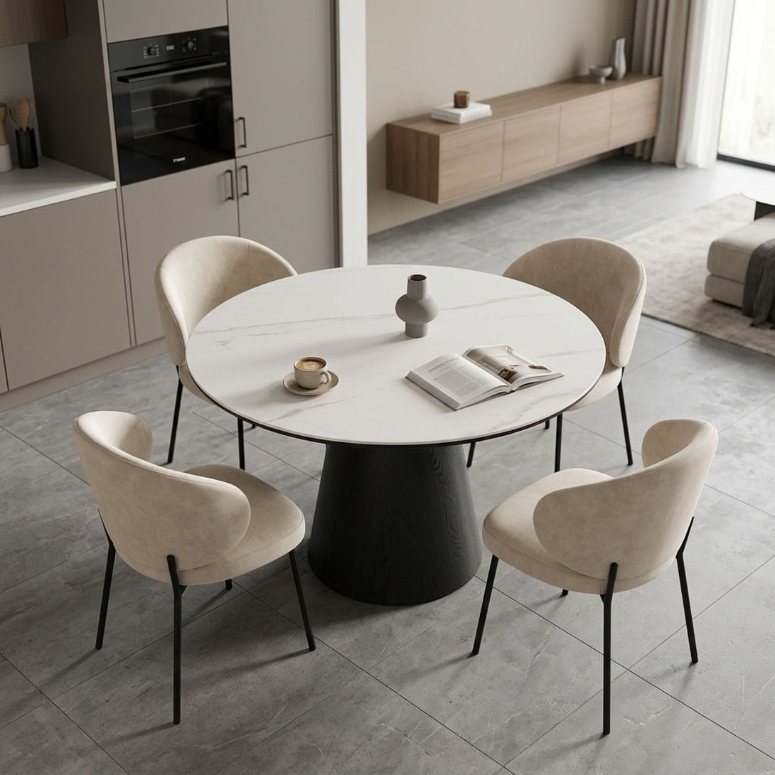 Consera 120cm Ceramic Round Dining Table - White – Treasurebox