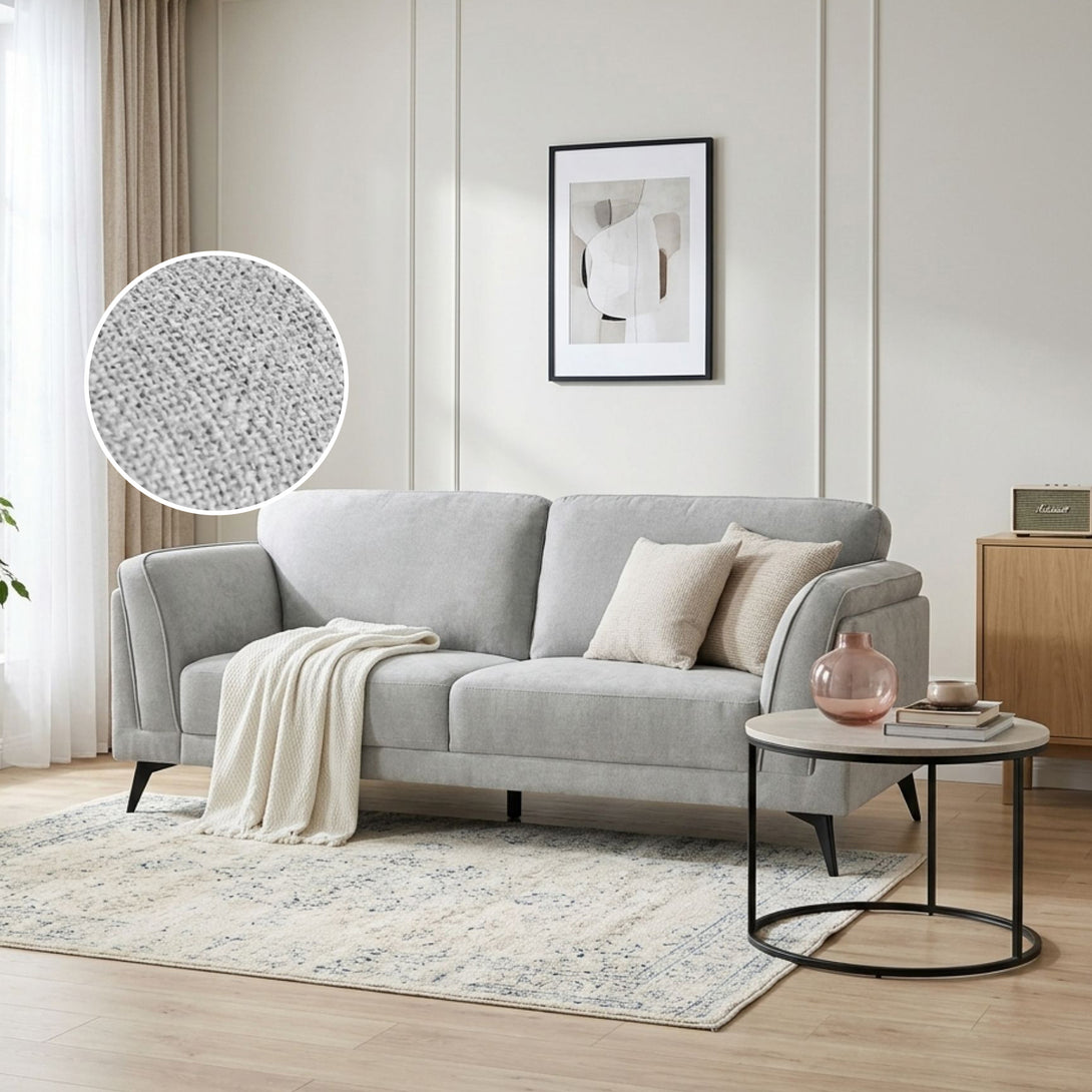 Brulo Linen 3 Seater Sofa - Light Grey – Treasurebox