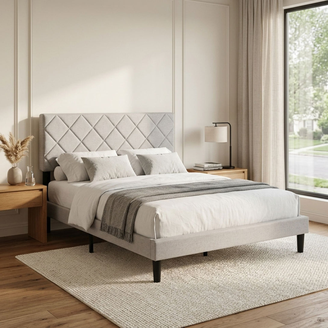 Drift Double Bed Frame - Light Taupe – Treasurebox