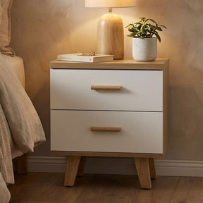 Alton Bedside Table - Natural + White – Treasurebox