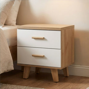 Alton Bedside Table - Natural + White – Treasurebox