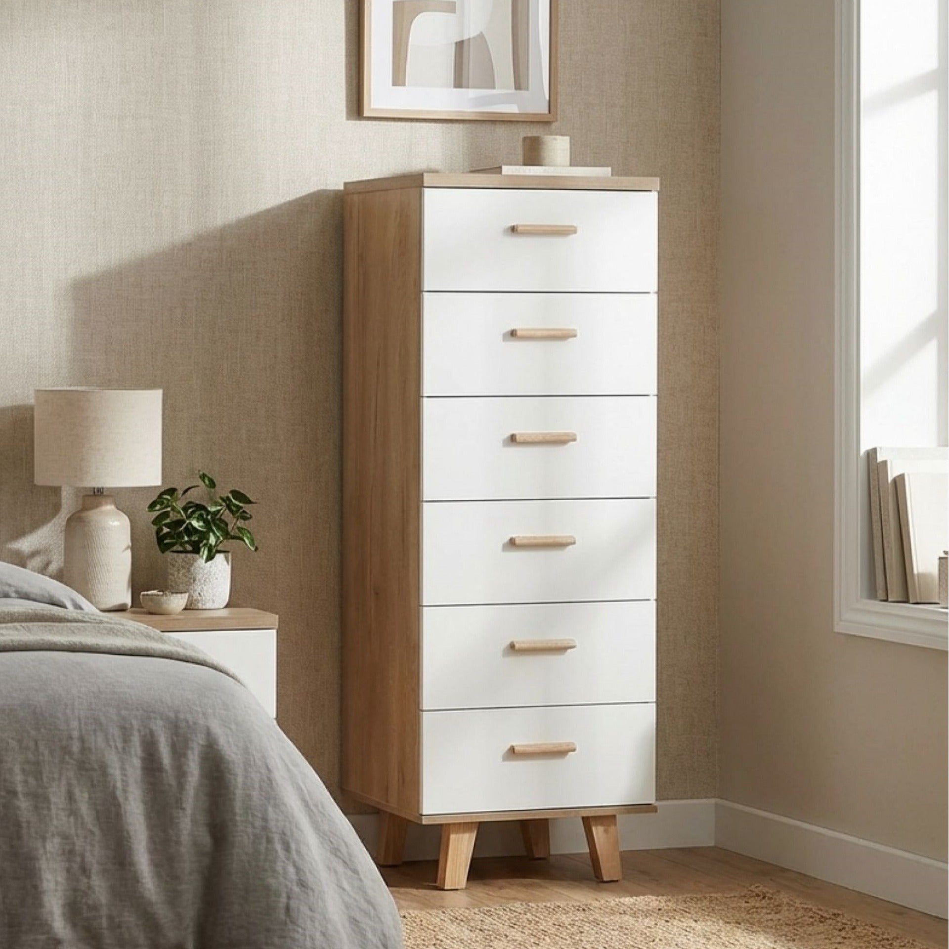Alton Slim Tallboy 6 Drawers - Stylish Storage Solution – Treasurebox