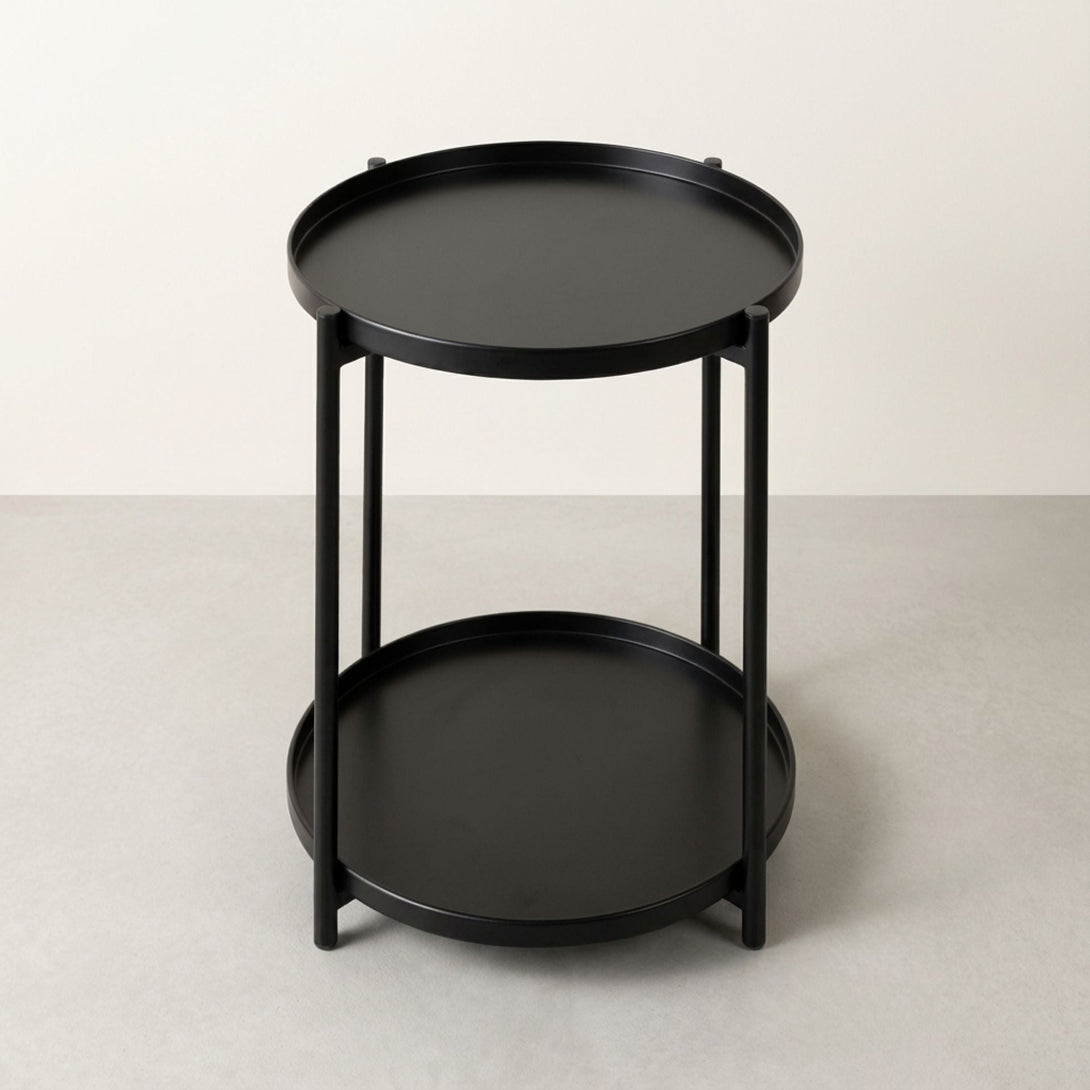 Zen Round Coffee Table with Shelf - Black – Treasurebox