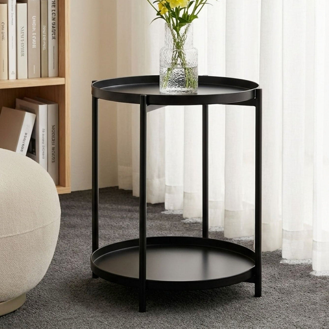 Zen Round Coffee Table with Shelf - Black – Treasurebox