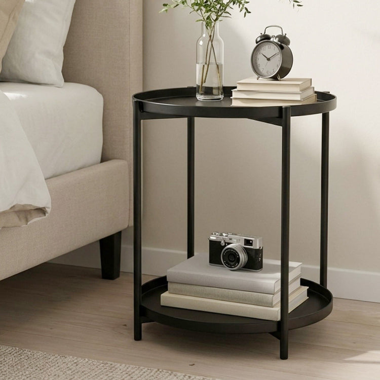 Zen Round Coffee Table with Shelf - Black – Treasurebox