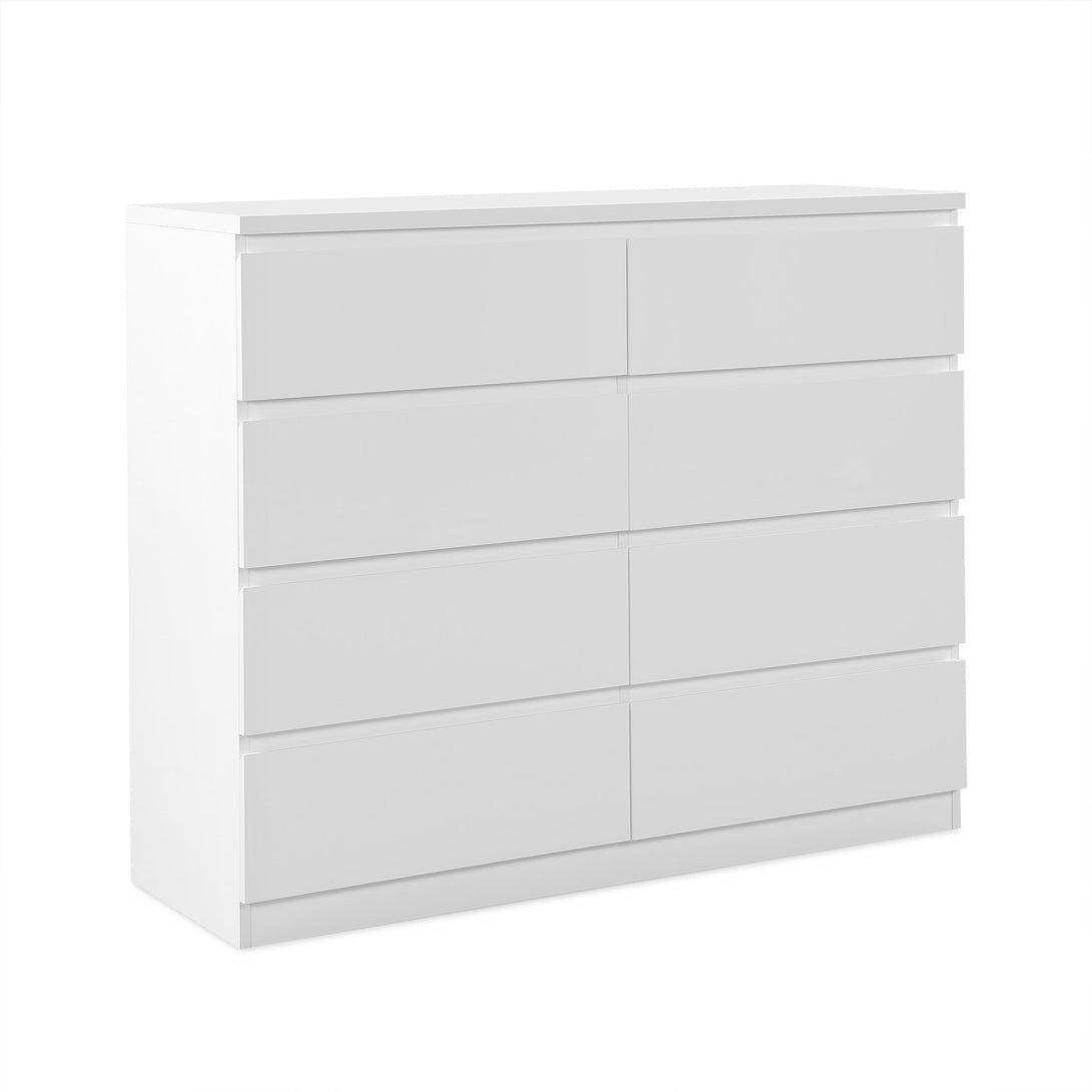 Angeles High Gloss 8 Drawer Lowboy - White – Treasurebox