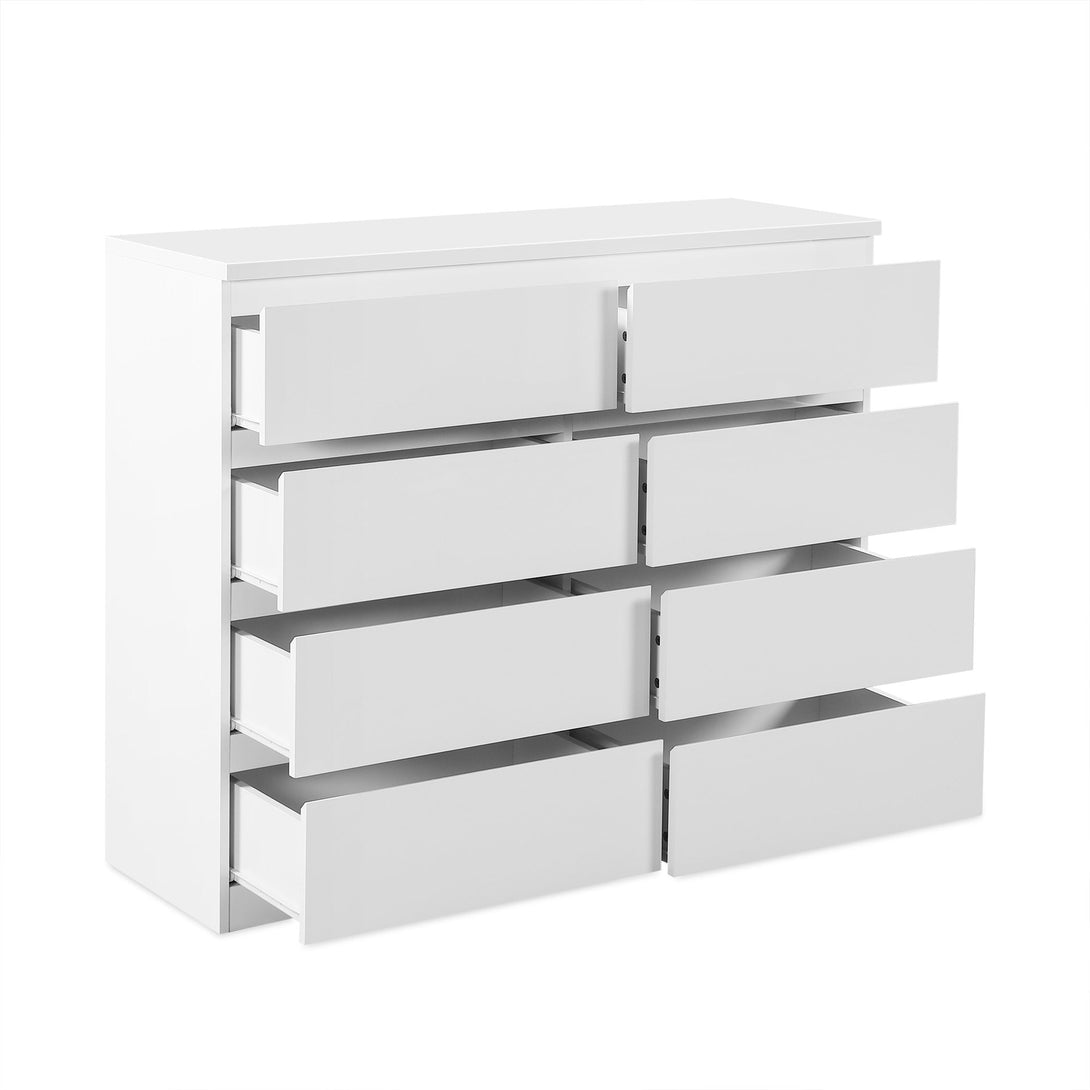Angeles High Gloss 8 Drawer Lowboy - White – Treasurebox