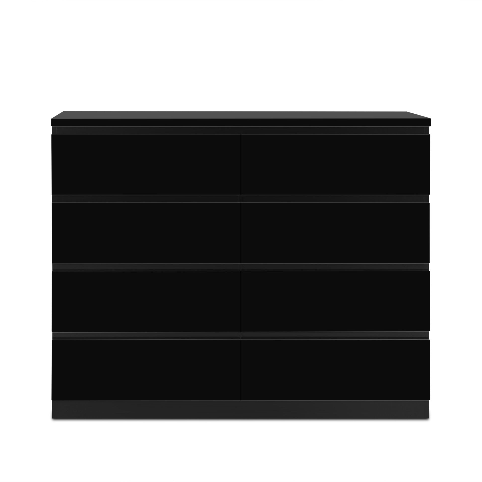 Angeles High Gloss 8 Drawer Lowboy - Black – Treasurebox