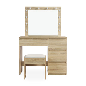 BEGONIA 2 Piece Dressing Table with Mirror & Stool Set - Oak – Treasurebox