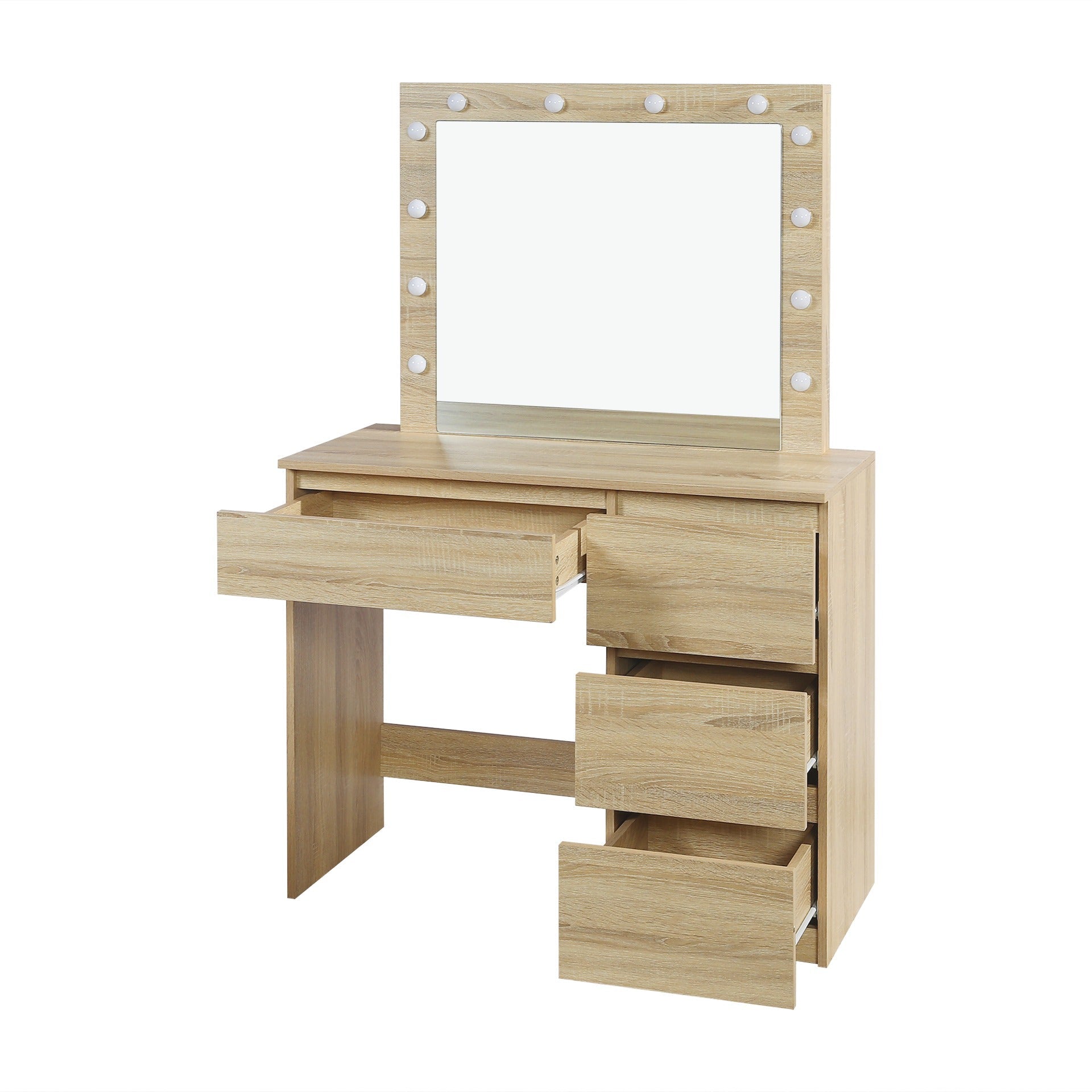 BEGONIA 2 Piece Dressing Table with Mirror & Stool Set - Oak – Treasurebox