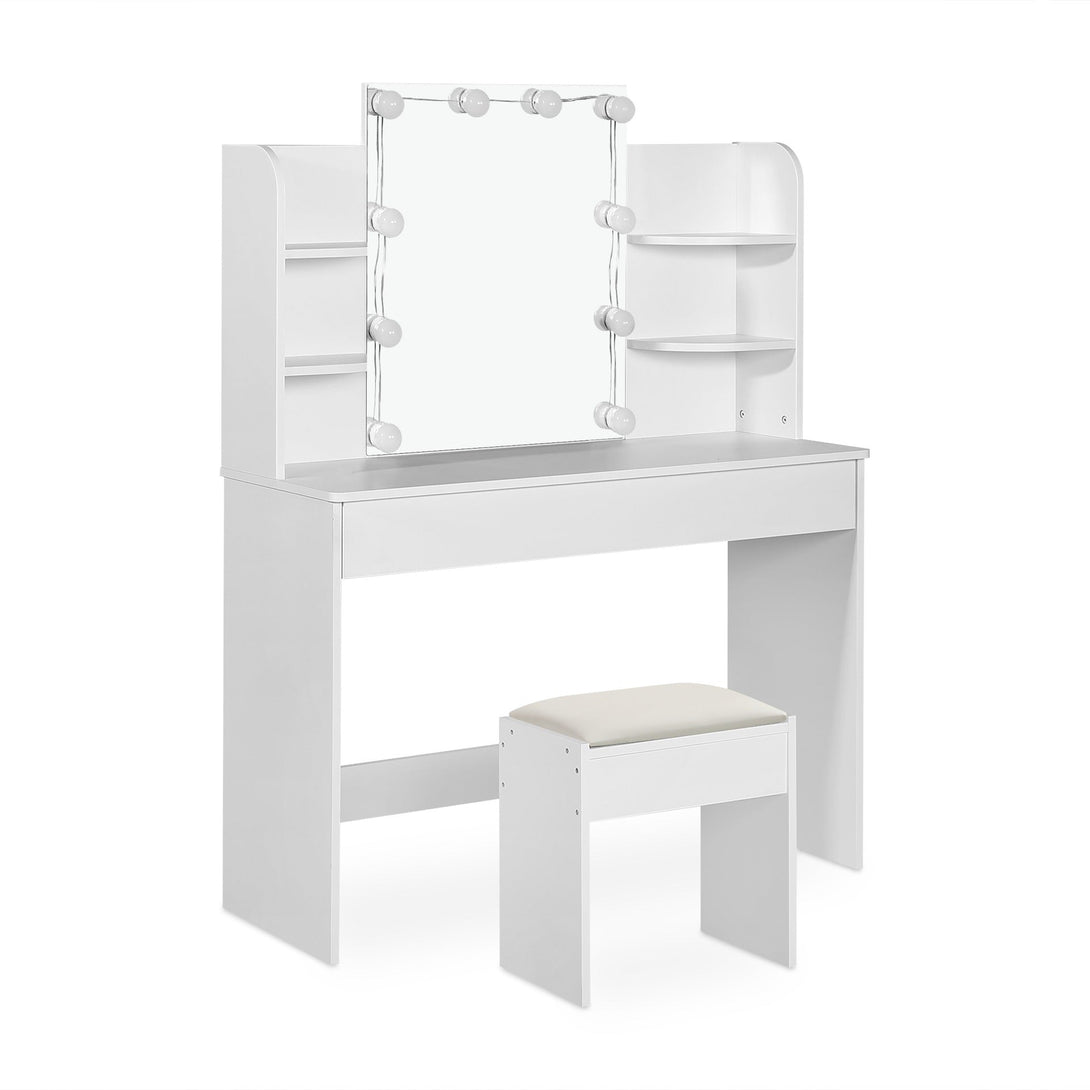 Celosia 2 Piece Dressing Table with Mirror & Stool Set - White ...