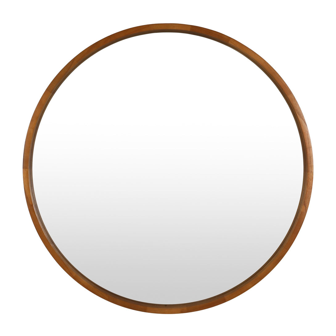 Echo Round Wooden Framed Wall Mirror 95cm - Dark Wood – Treasurebox
