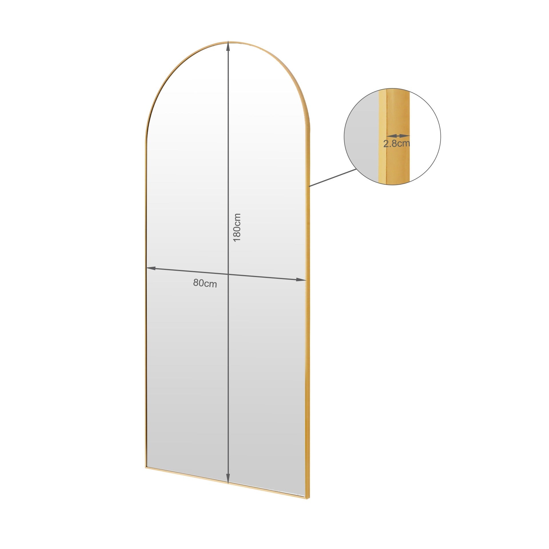 Archie Metal Arched Full Length Mirror - Gold – Treasurebox
