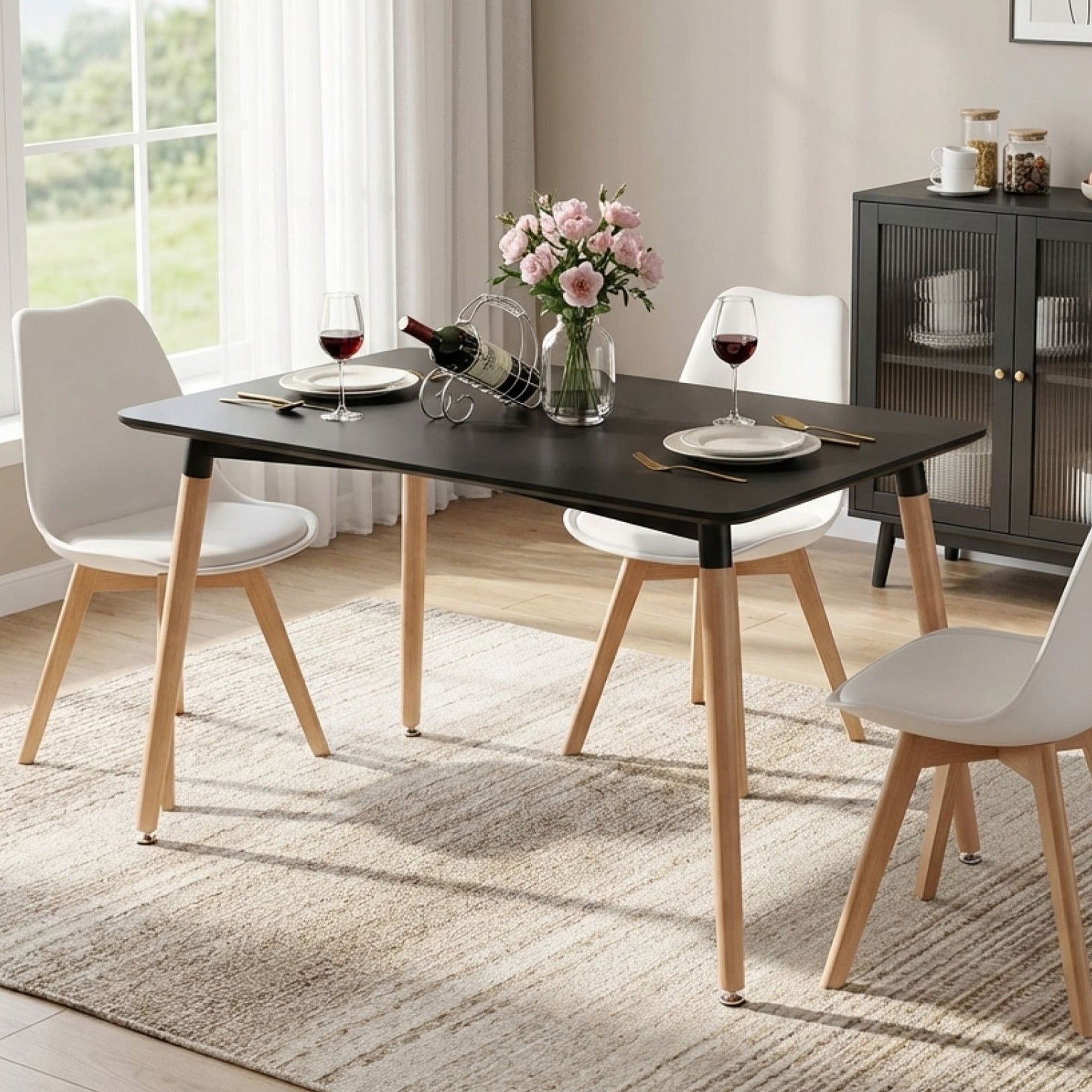Sana Dining Table Rectangle 120 x 80cm - Black – Treasurebox