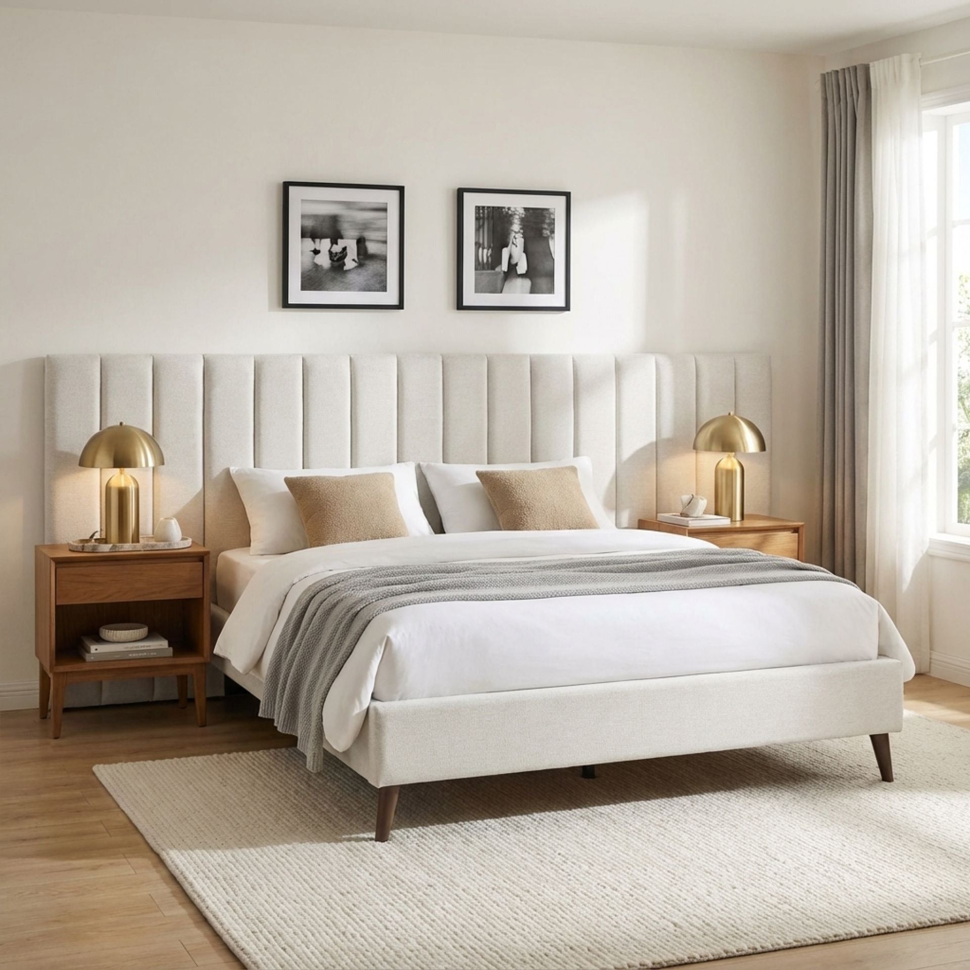 Hamilton Queen Bed Frame - Oat White | Elegant Comfort – Treasurebox