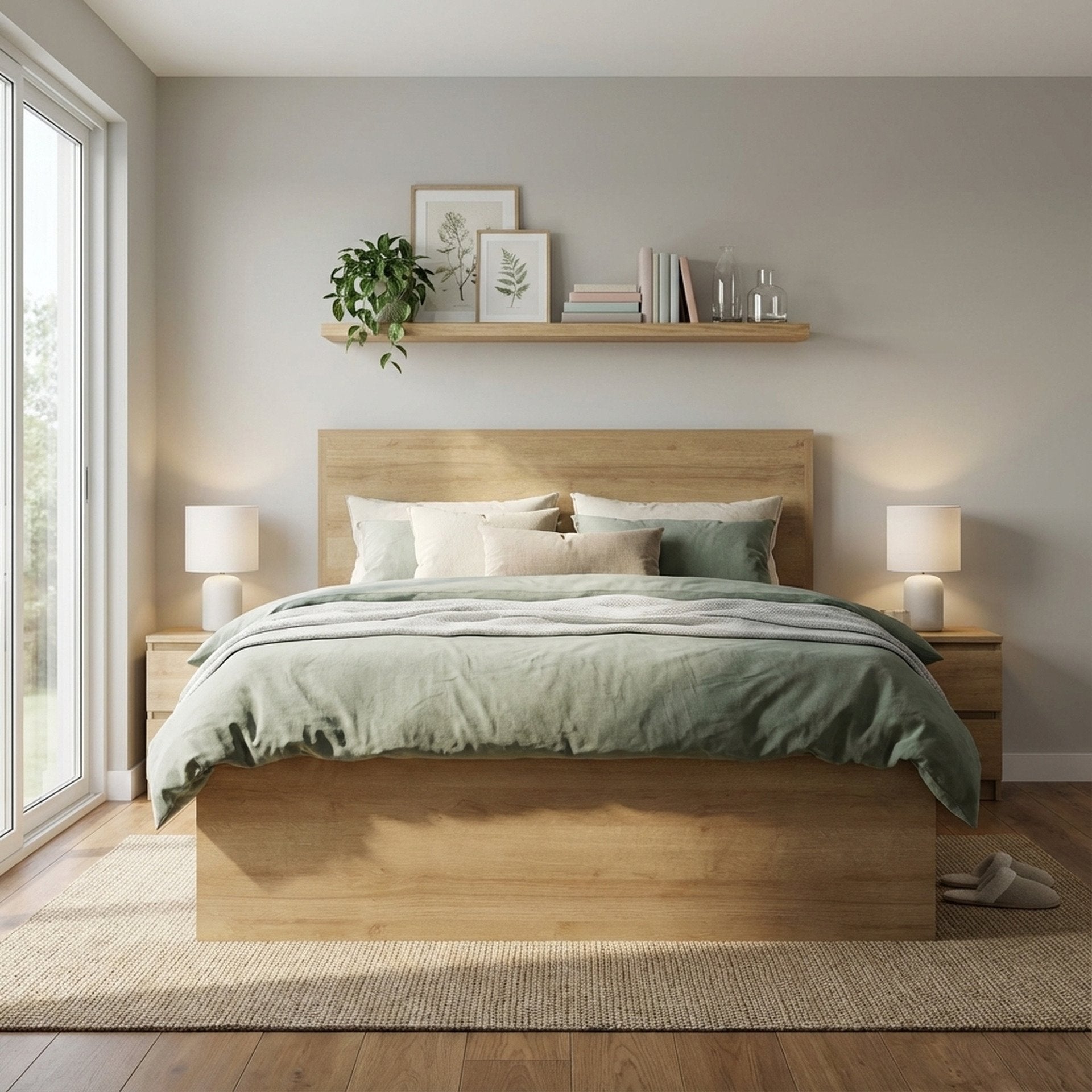 Harris Double Wooden Bed Frame with Storage - Oak – Treasurebox