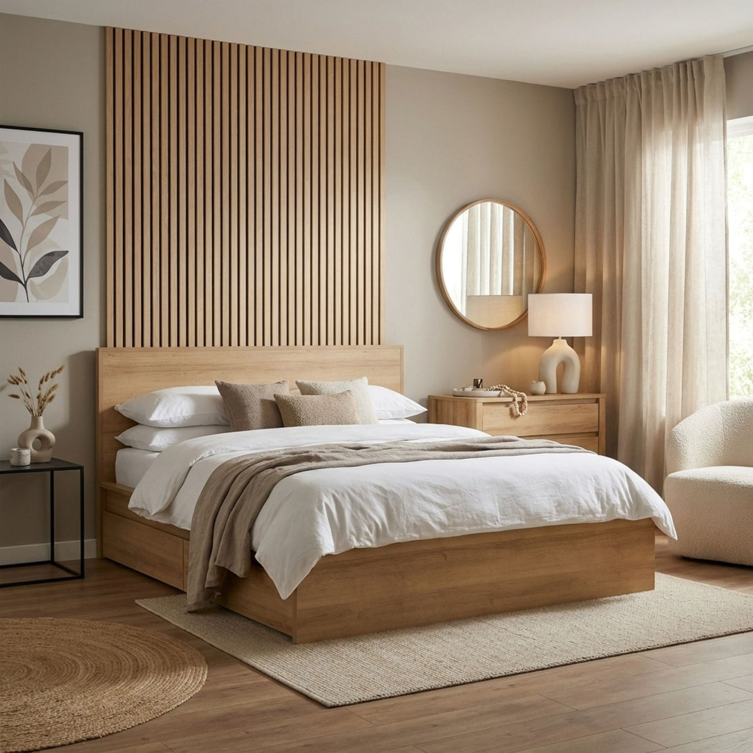 Harris Super King Bed Frame with Storage - Oak – Treasurebox