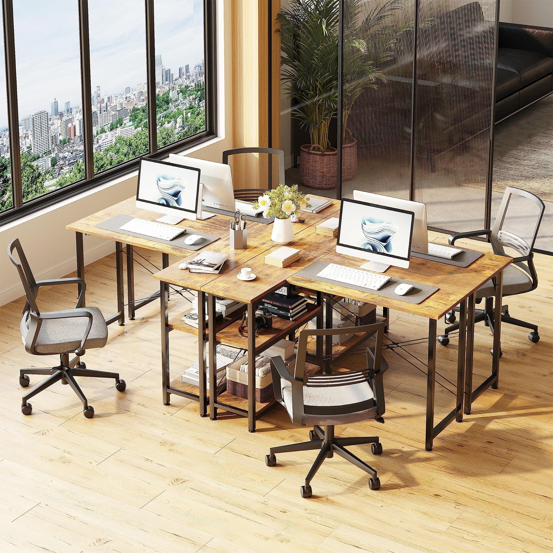Omar Computer Corner Desk - Rustic Brown – Treasurebox