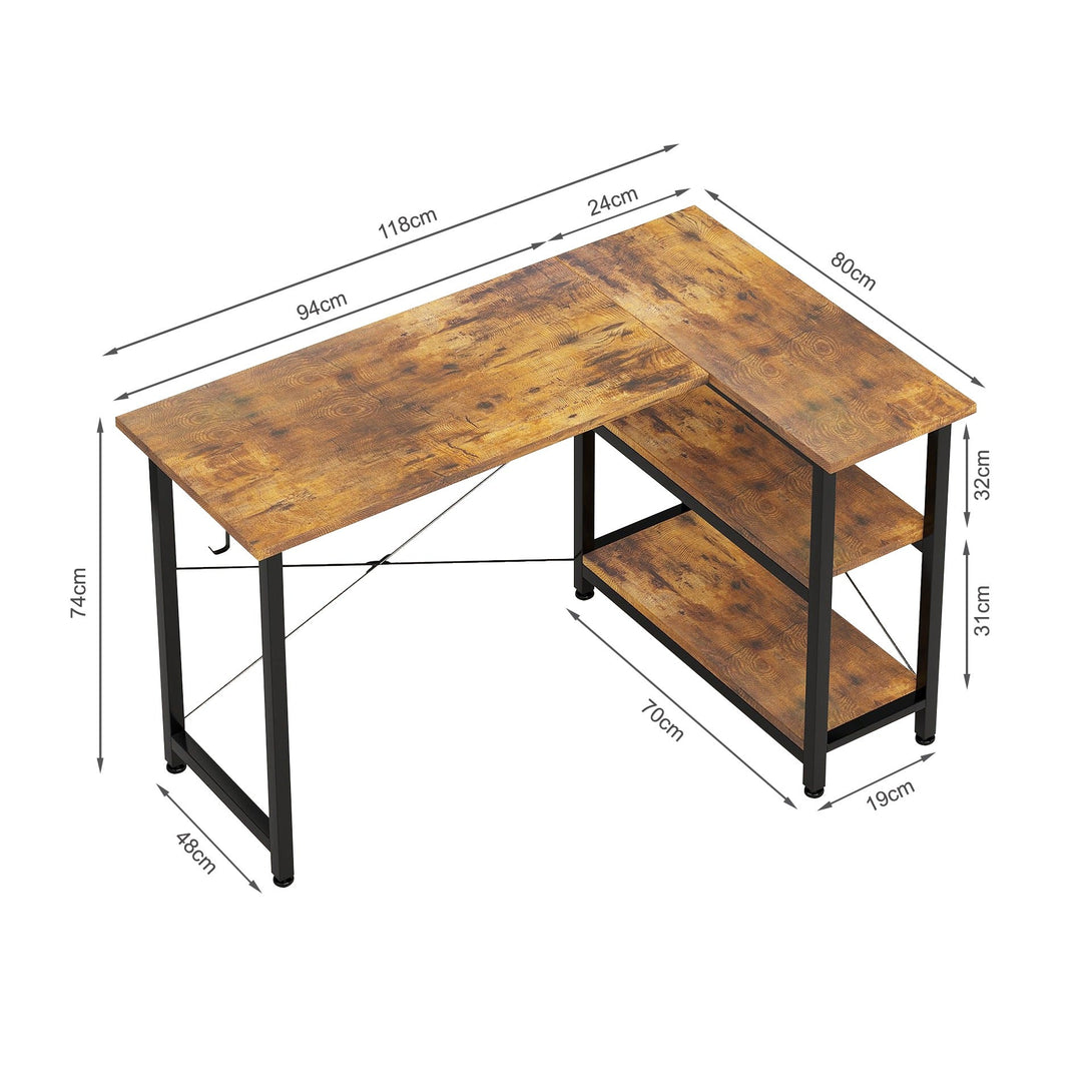 Omar Computer Corner Desk - Rustic Brown – Treasurebox