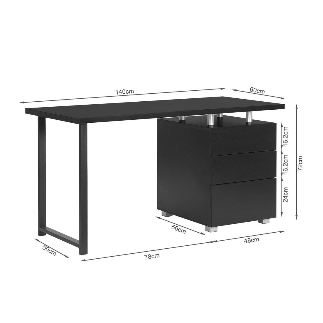 Karter Computer Desk with Drawers - Modern Black Design – Treasurebox