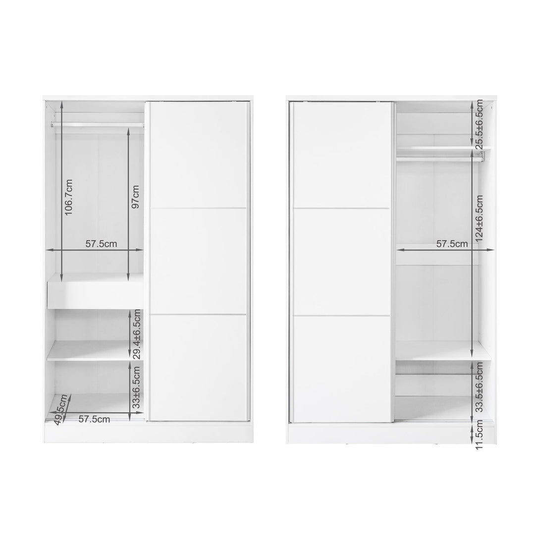 Tonto 120cm Wardrobe With Sliding Doors - White – Treasurebox