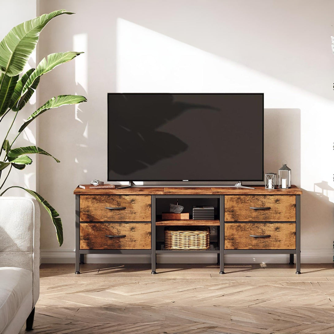 Cavalla 1.4m Entertainment Unit with Drawers - Rustic Brown – Treasurebox