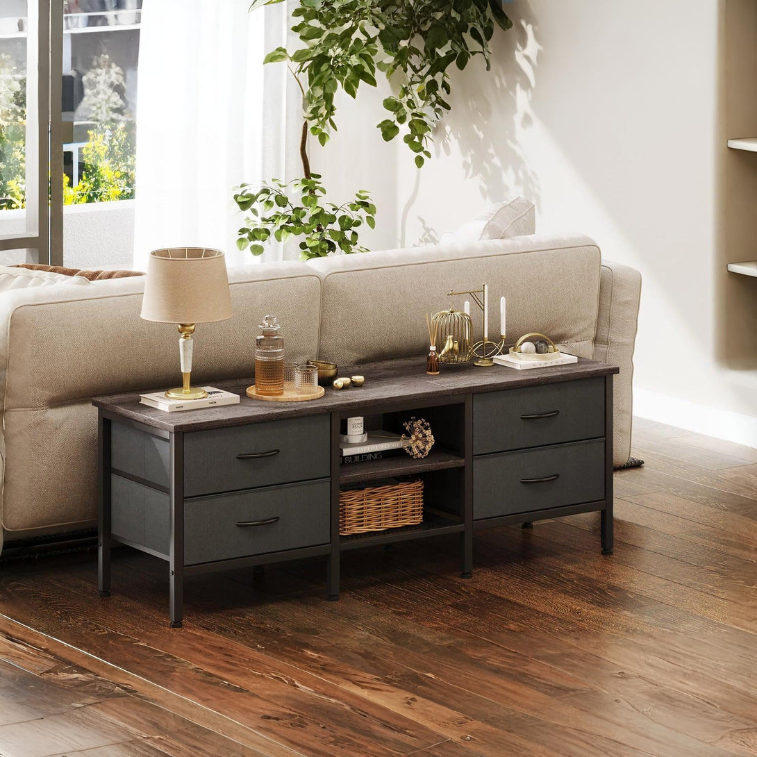 Cavalla 1.4m Entertainment Unit with Drawers - Grey Oak + Grey ...